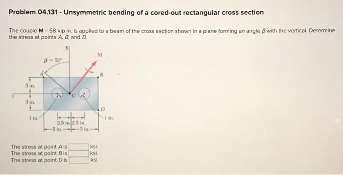Solved Problem 04.131 - Unsymmetric bending of a cored-out | Chegg.com