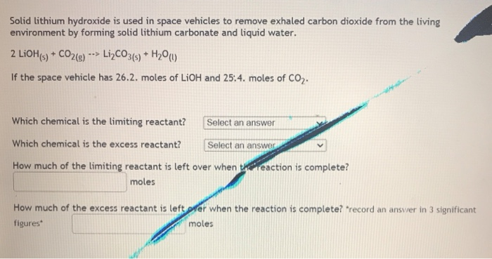 Solved Solid lithium hydroxide is used in space vehicles to | Chegg.com