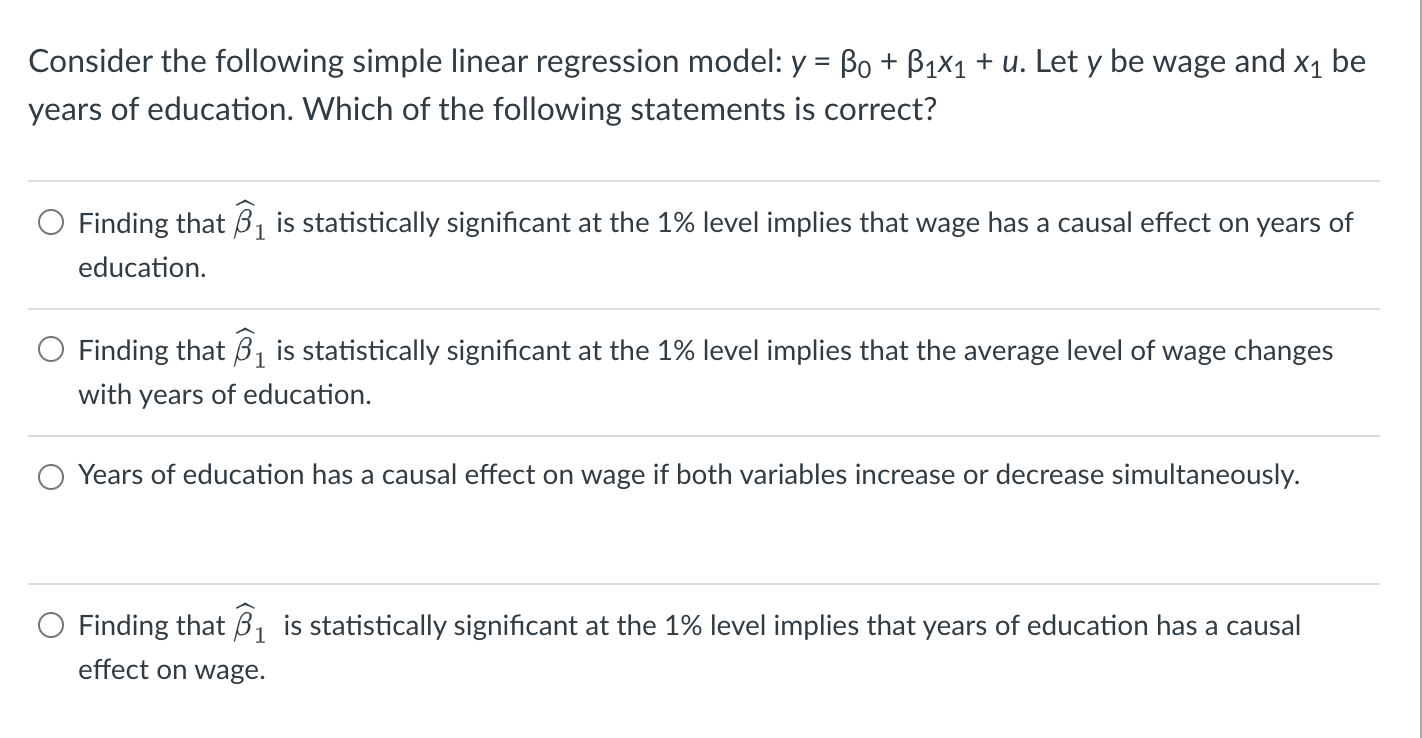 Solved Consider the following simple linear regression | Chegg.com