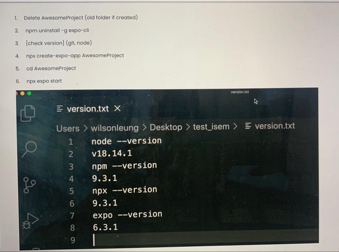 Solved 1. Delete AwesomeProject (old folder if created) 2. | Chegg.com