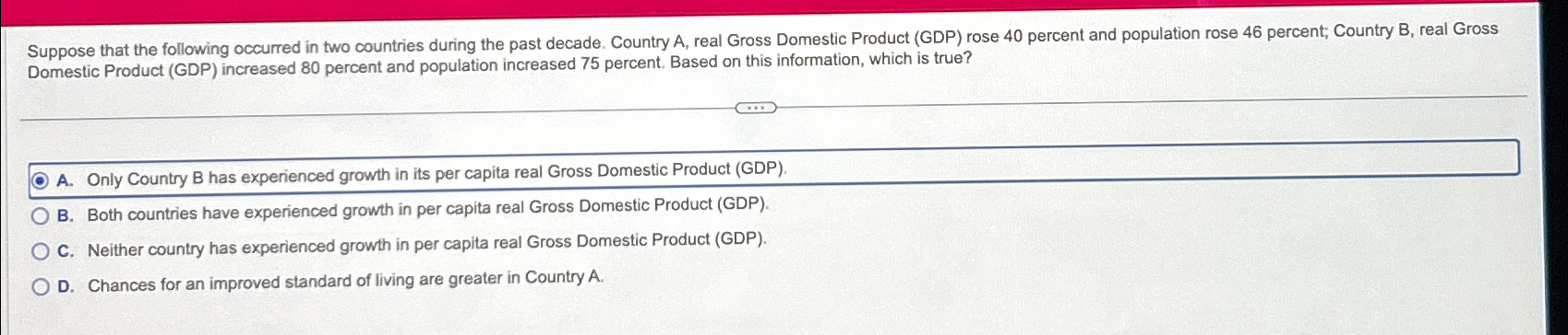 Solved Domestic Product (GDP) ﻿increased 80 ﻿percent and | Chegg.com
