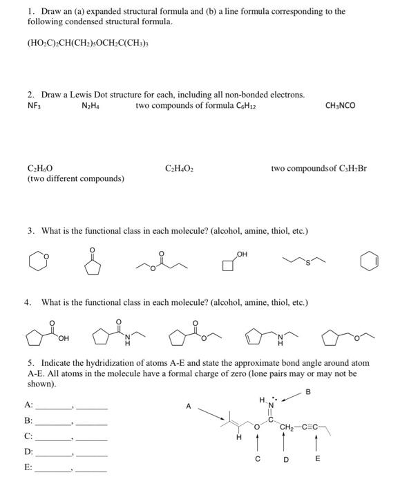 Solved 1. Draw an (a) expanded structural formula and (b) a | Chegg.com