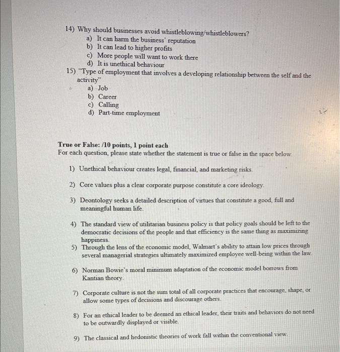 Multiple Choice: /10 points, 1 point each Circle the | Chegg.com
