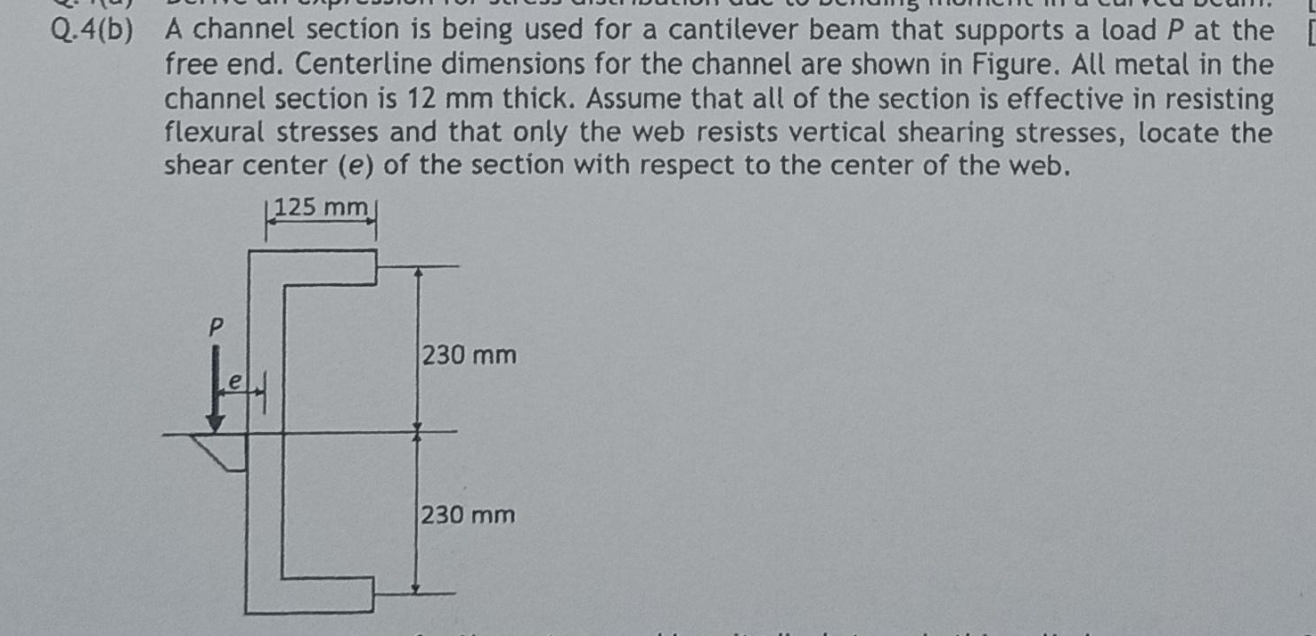Solved Q.4(b) ﻿A channel section is being used for a | Chegg.com