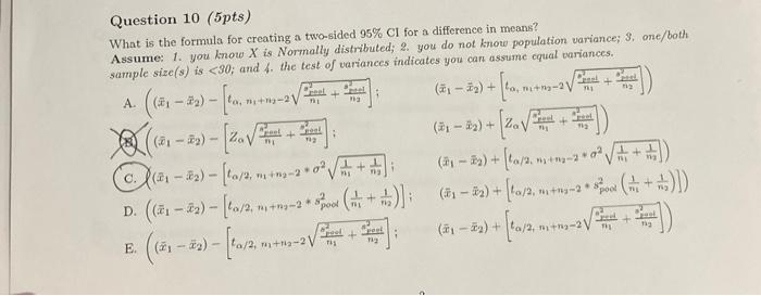 Solved Question 10 (5pts) What is the formula for creating a | Chegg.com