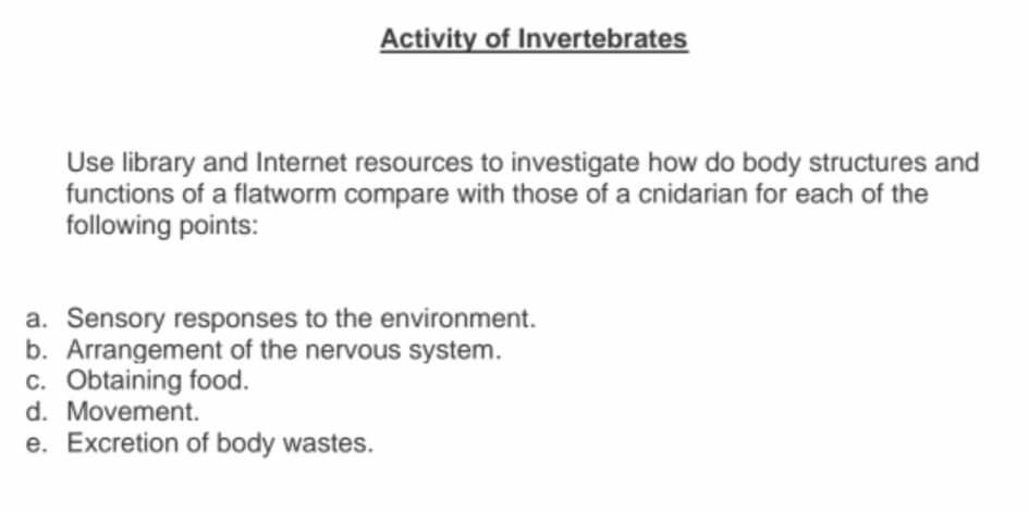 Solved Activity Of Invertebrates Use Library And Internet Chegg solved-activity-of-invertebrates-use-library-and-internet-chegg