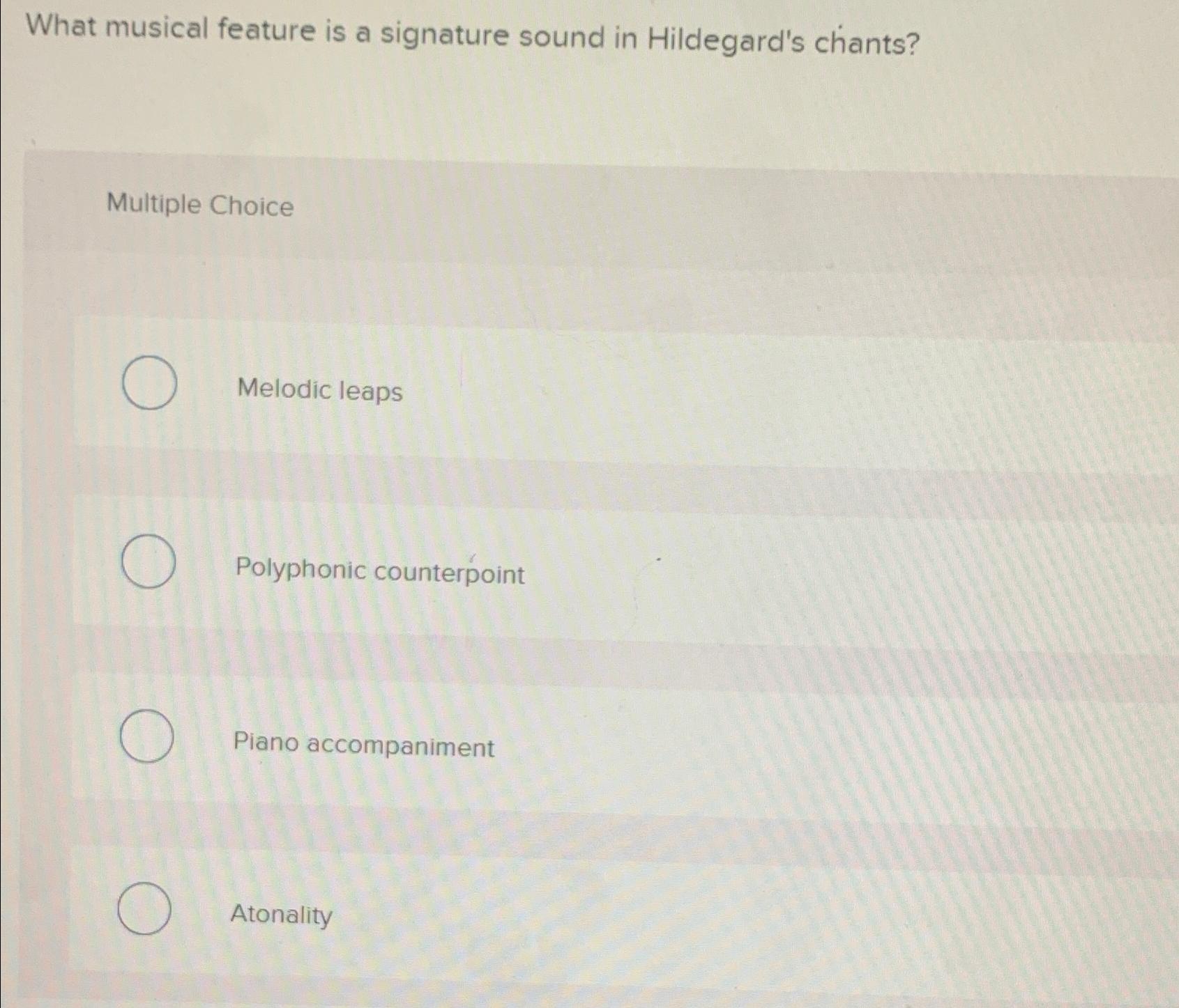 Solved What musical feature is a signature sound in | Chegg.com
