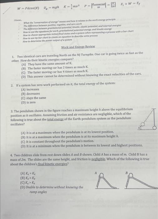 Solved W=Fdcos(θ)Ug=mghK=21mv2R=∣∣Δt Lraavmiog | Chegg.com