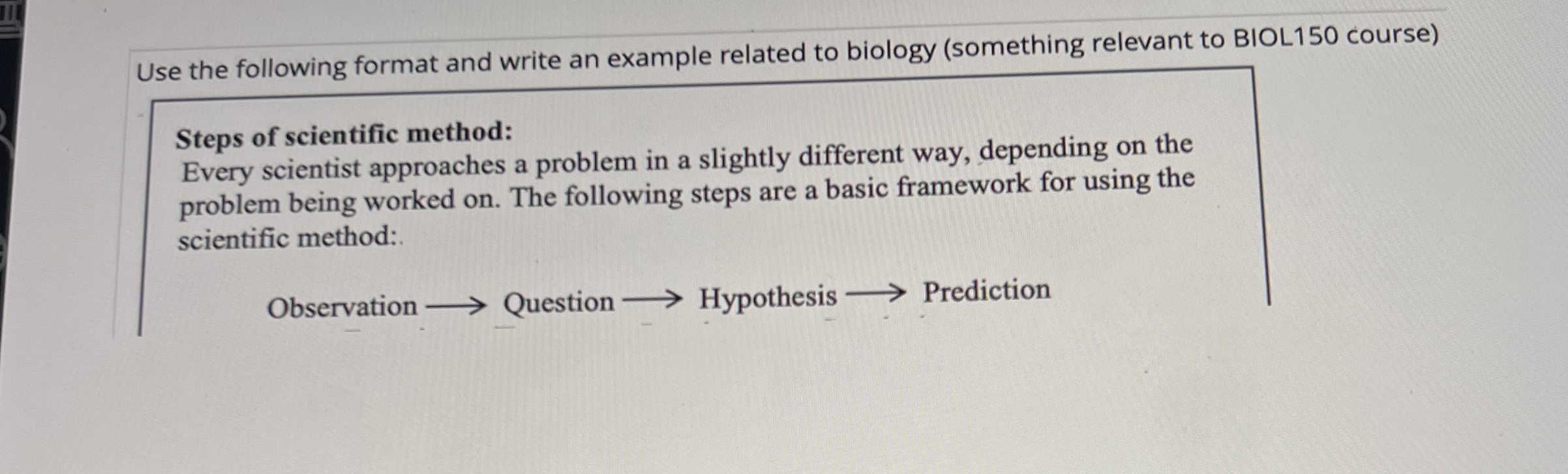 Solved Use the following format and write an example related | Chegg.com