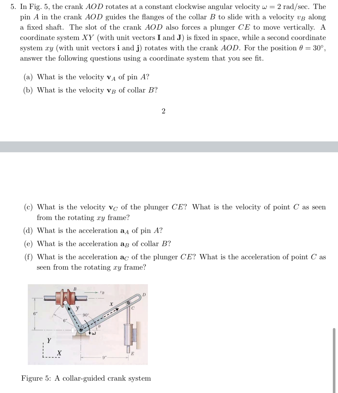 Solved In Fig. 5, ﻿the crank AOD rotates at a constant | Chegg.com
