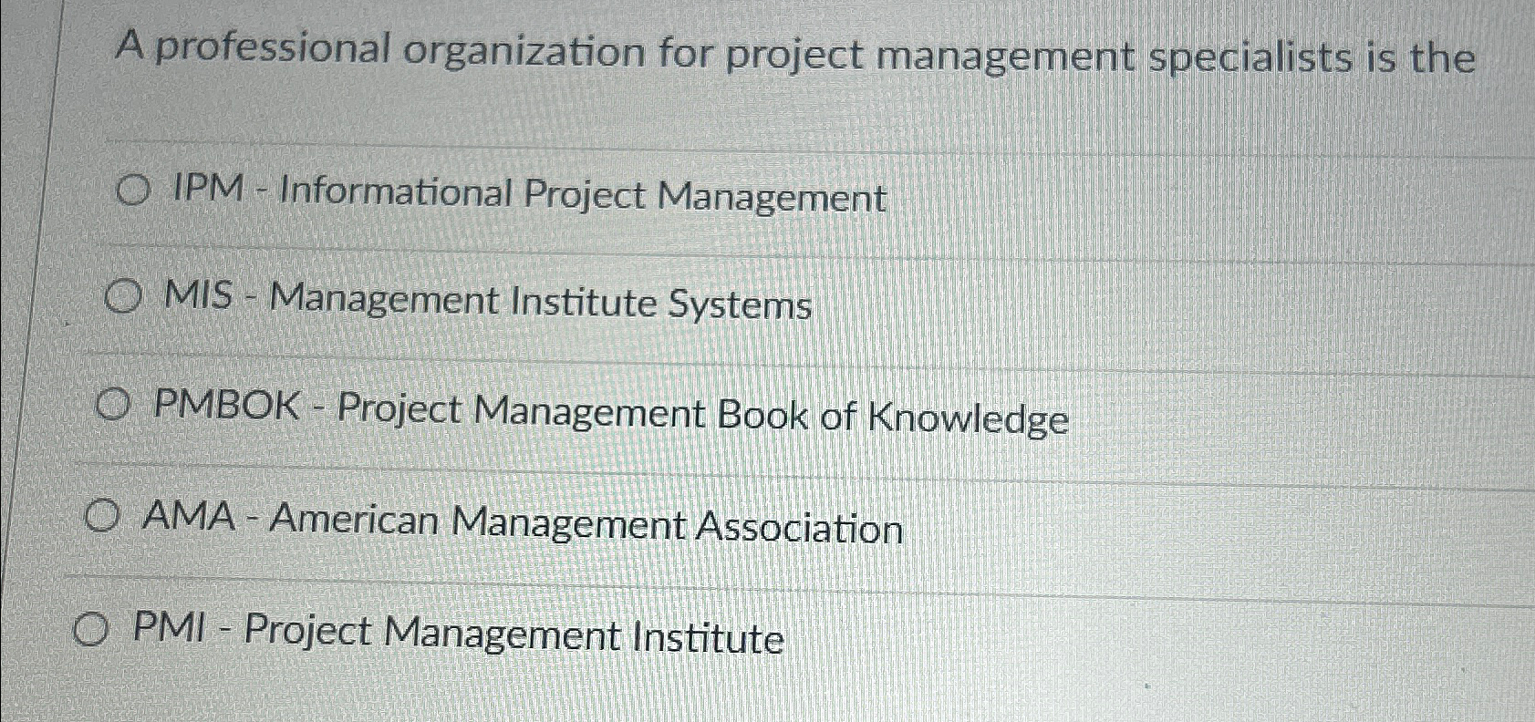 Solved A professional organization for project management | Chegg.com