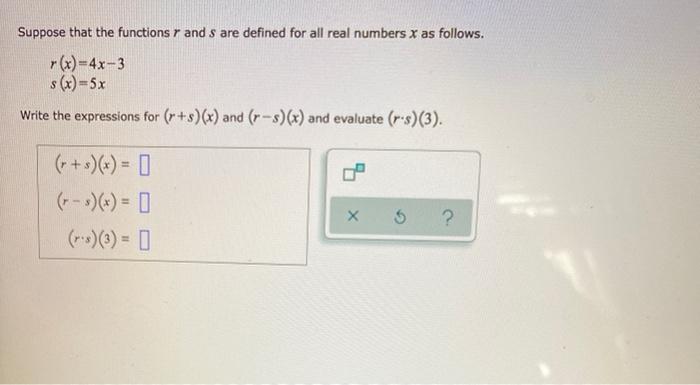 Solved Suppose that the functions r and s are defined for | Chegg.com