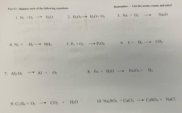 Solved Part C: Balance each of the following equations. | Chegg.com