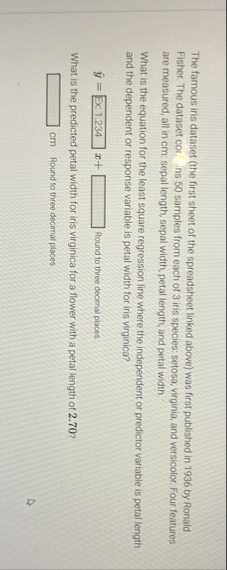 Solved The famous iris dataset (the first sheet of the | Chegg.com