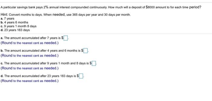 Solved A particular savings bank pays 2% annual interest | Chegg.com