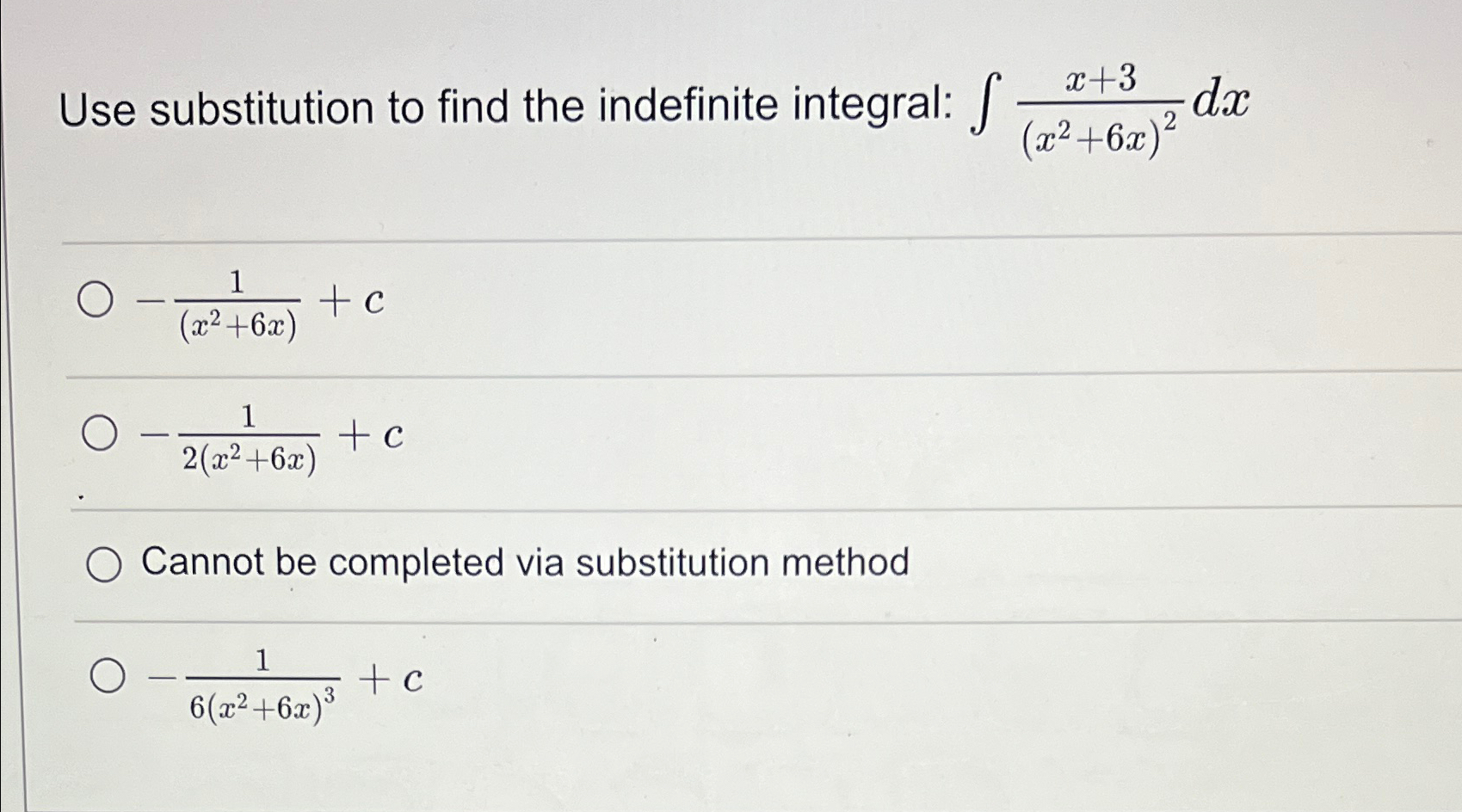 Solved Use substitution to find the indefinite integral: | Chegg.com