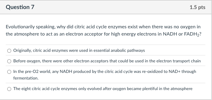 Solved Evolutionarily speaking, why did citric acid cycle | Chegg.com