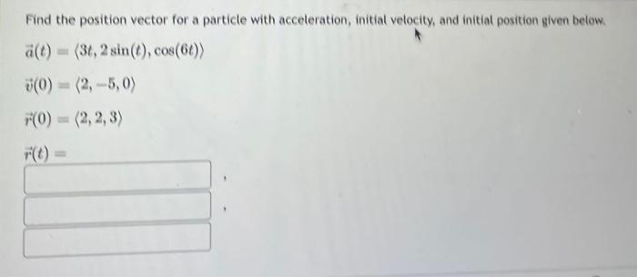 Solved Find the position vector for a particle with | Chegg.com