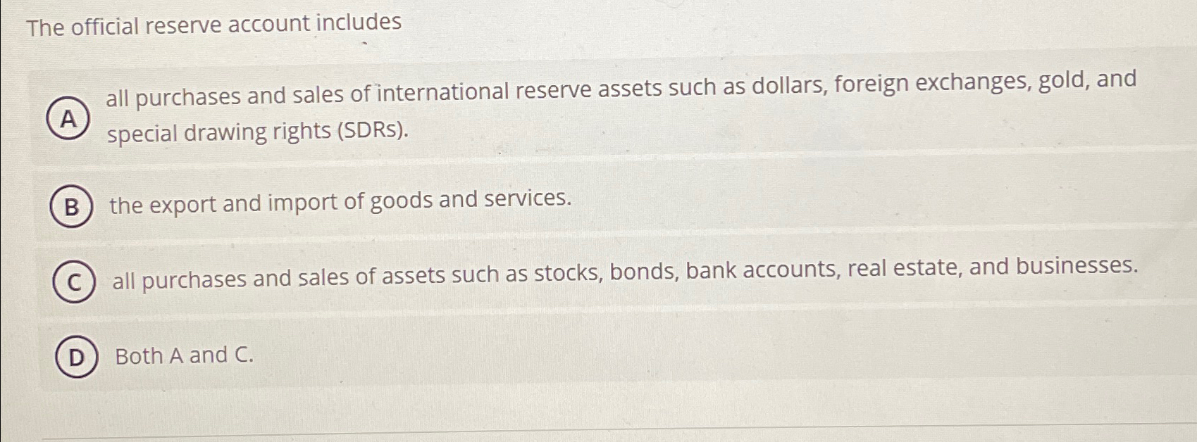 Solved The official reserve account includesall purchases | Chegg.com