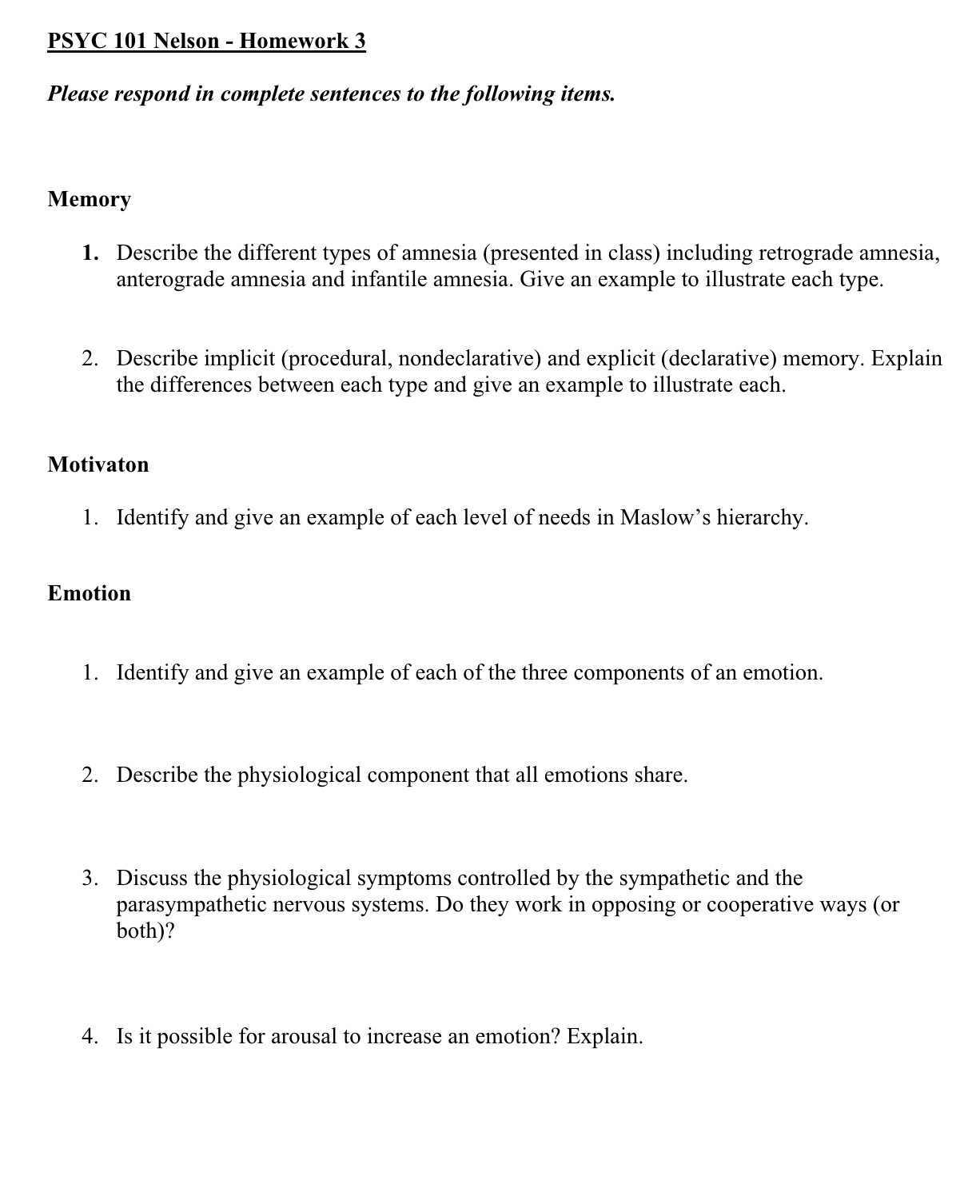 Solved Psyc 101, ﻿Please answer all of the questions in the | Chegg.com