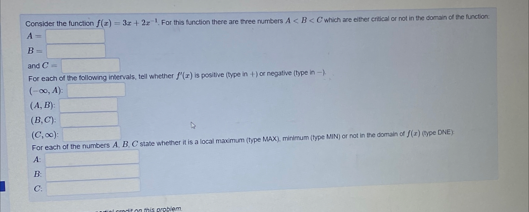 Solved Consider the function f(x)=3x+2x-1. ﻿For this | Chegg.com