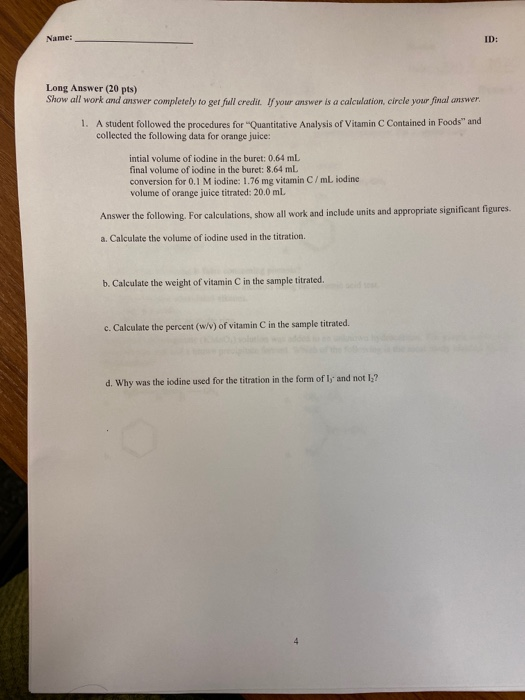Solved Multiple Choice (80 pts) Identify the letter of the | Chegg.com