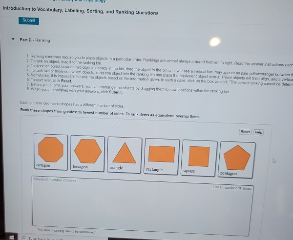 Solved Introduction to Vocabulary, Labeling, Sorting, and | Chegg.com