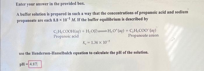 Solved Enter your answer in the provided box. A buffer | Chegg.com