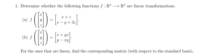 Solved 1. Determine whether the following functions f: R3 R2 | Chegg.com