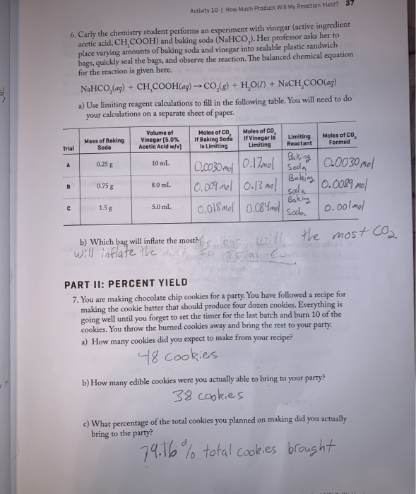 Solved Activity 10 How Much Product Will My Reaction Yield? | Chegg.com
