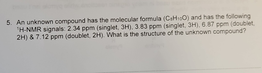 Solved An unknown compound has the molecular formula | Chegg.com