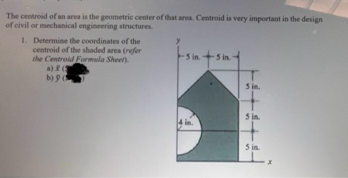 Solved The centroid of an area is the geometric center of | Chegg.com
