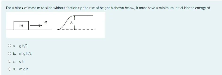 Solved For a block of mass m to slide without friction up | Chegg.com