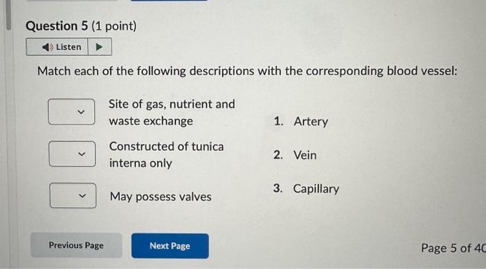 Match each of the following features with the most | Chegg.com