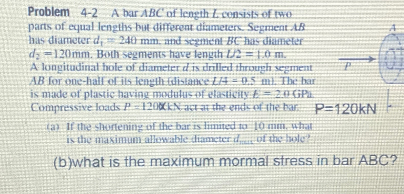 Solved Problem 4-2 A bar ABC of length L consists of two | Chegg.com