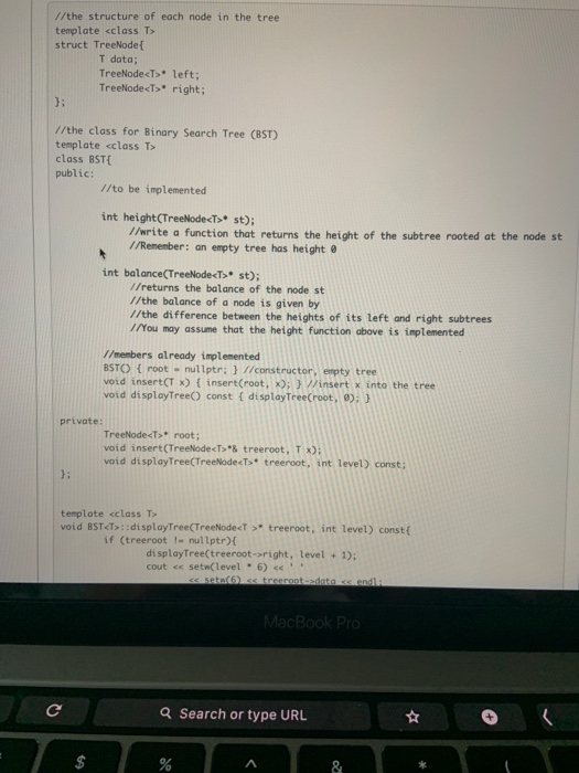 Solved //the structure of each node in the tree template | Chegg.com