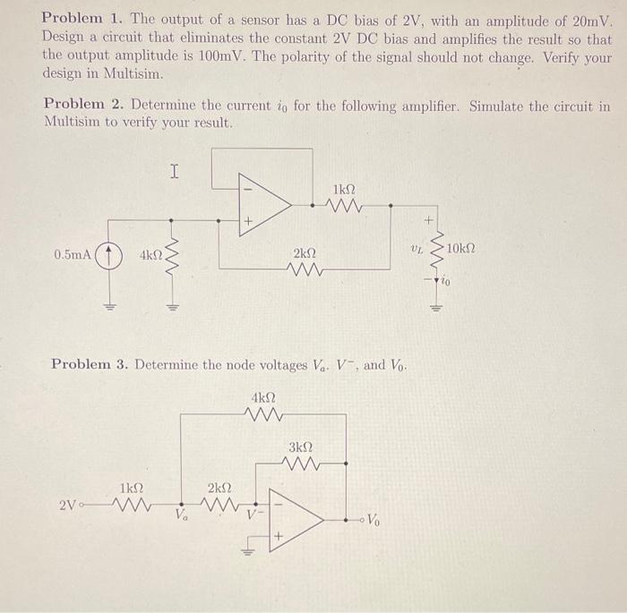 Solved Problem 1. The output of a sensor has a DC bias of 2 | Chegg.com