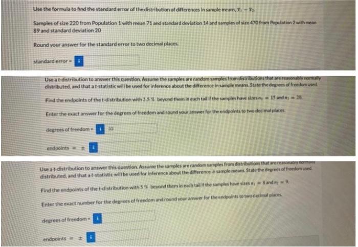 Solved Use the formula to find the standard error of the | Chegg.com