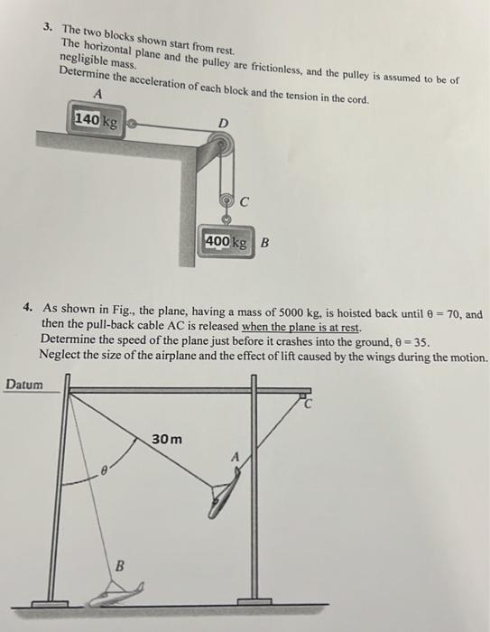 Solved 3. The two blocks shown start from rest. The | Chegg.com