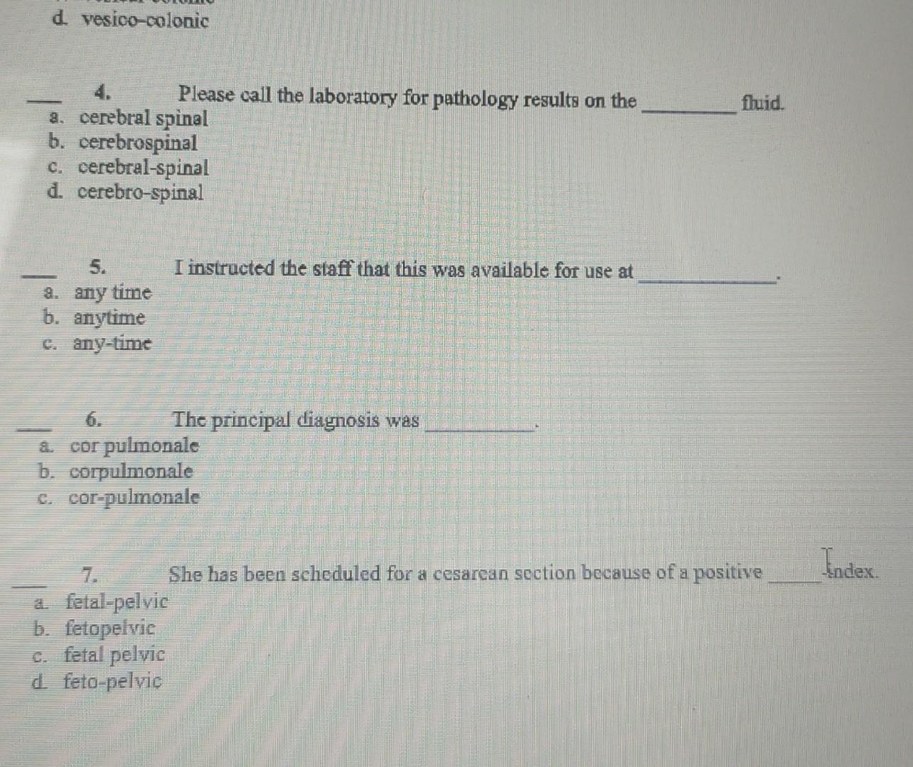 Solved MULTIPLE-CHOICE TEST Directions: In the following | Chegg.com