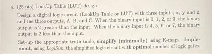 [solved] 25 Pts Lookup Table Lut Design Design A Digit