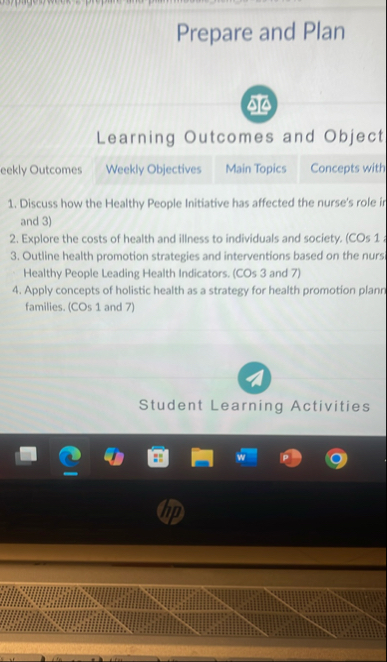 Solved Prepare and PlanLearning Outcomes and Objecteekly | Chegg.com