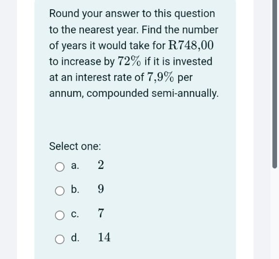Solved Round your answer to this question to the nearest | Chegg.com