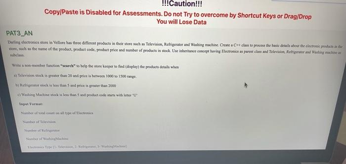 Solved !!!Caution!!! Copy/Paste is Disabled for Assessments. | Chegg.com