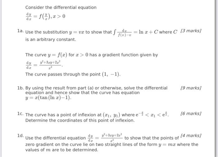 Solved Consider the differential equation dxdy=f(xy),x>0 | Chegg.com