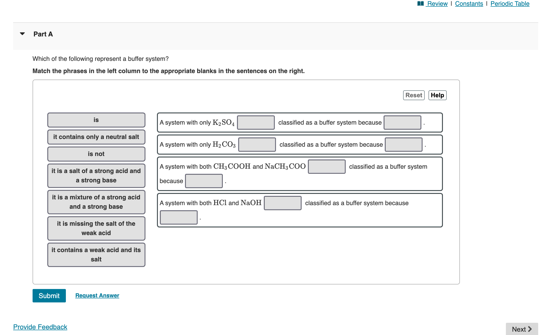 Solved Which of the following represent a buffer | Chegg.com