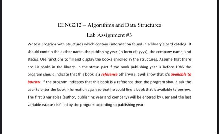 Solved EENG212 - Algorithms and Data Structures Lab | Chegg.com