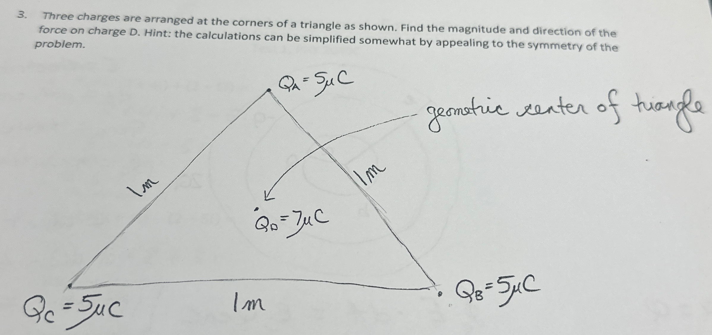 Solved Three charges are arranged at the corners of a | Chegg.com