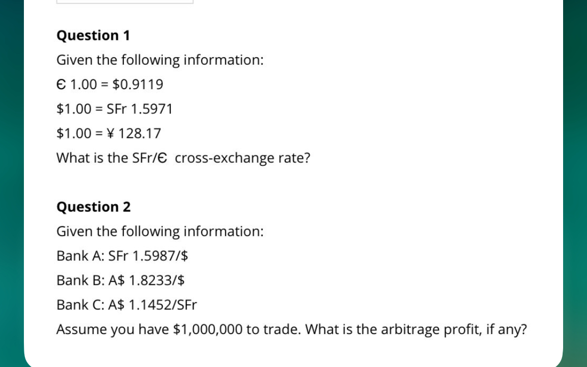 Solved Question 1Given the following | Chegg.com