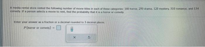 Solved A media rental store rented the following number of | Chegg.com